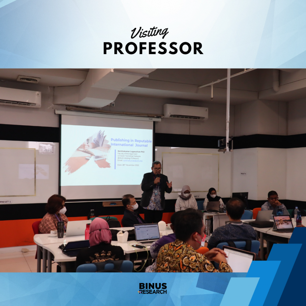 Visiting Professor at Binus Alam Sutera and Anggrek Campus – Research